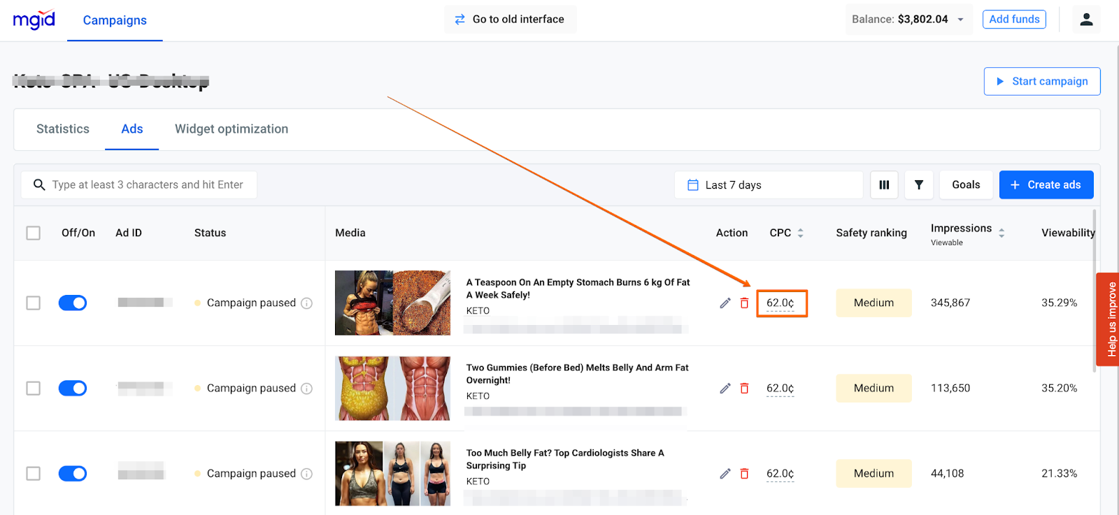 Setting Up CPC in MGID Ads